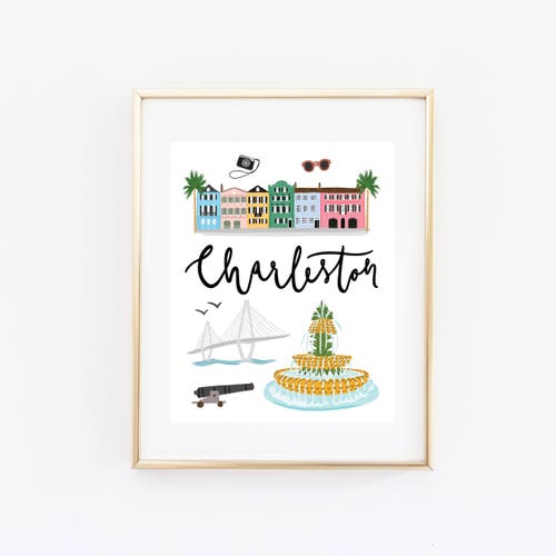Charleston South Carolina Skyline Art Print - Etsy