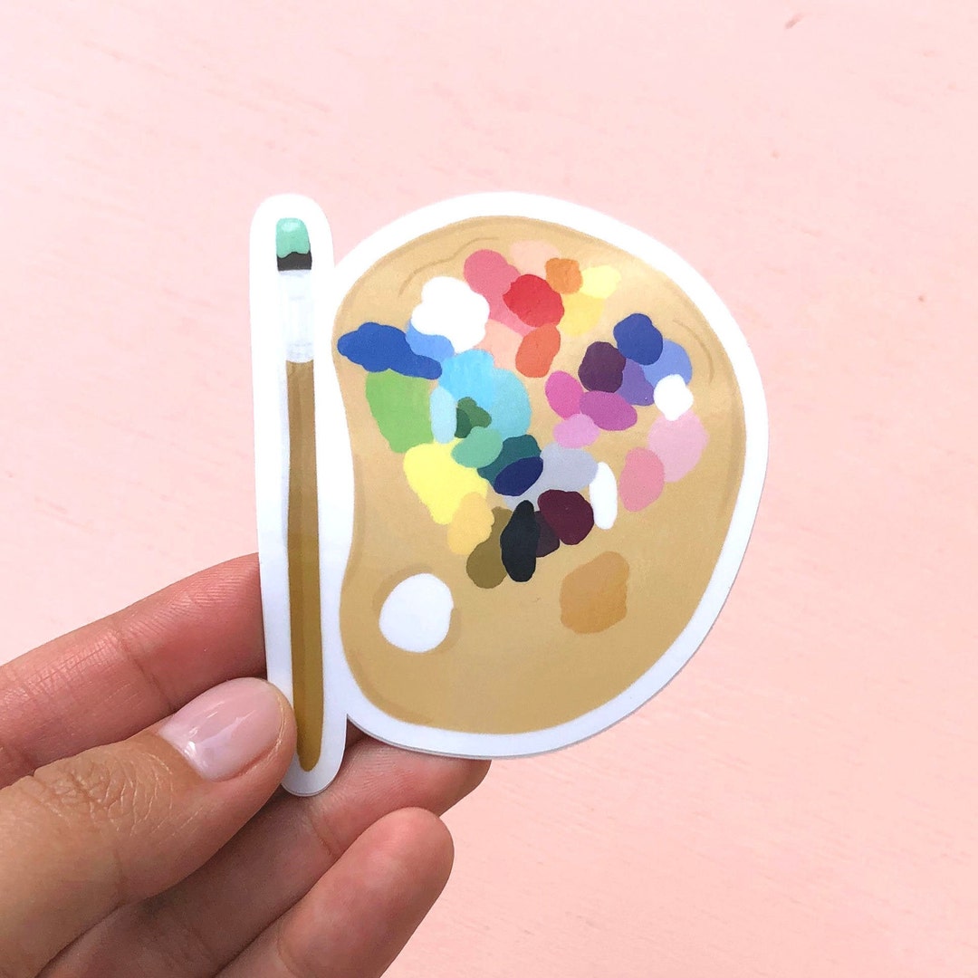 Paint Palette Vinyl Sticker, Modern Laptop Sticker, Cute Water Bottle ...