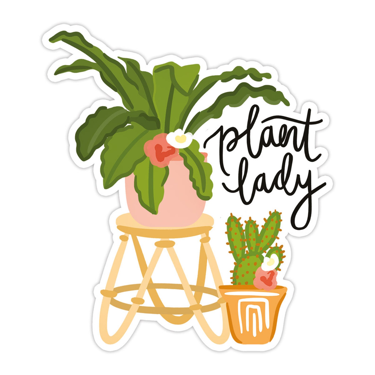 Plant Lady Vinyl Sticker, Modern Laptop Sticker, Cute Water Bottle ...