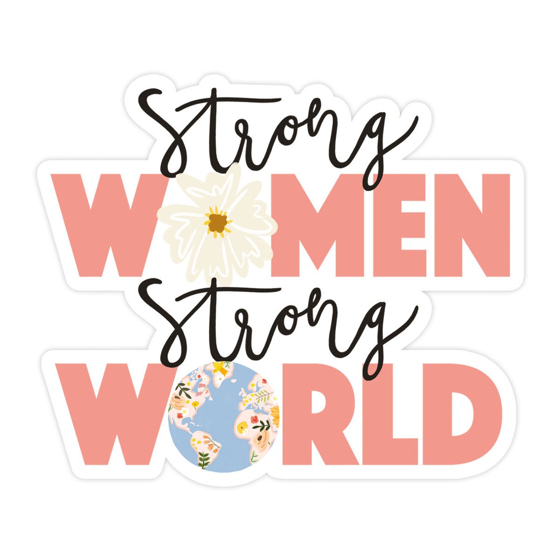 Strong Women Strong World Vinyl Sticker Laptop Sticker Cute | Etsy