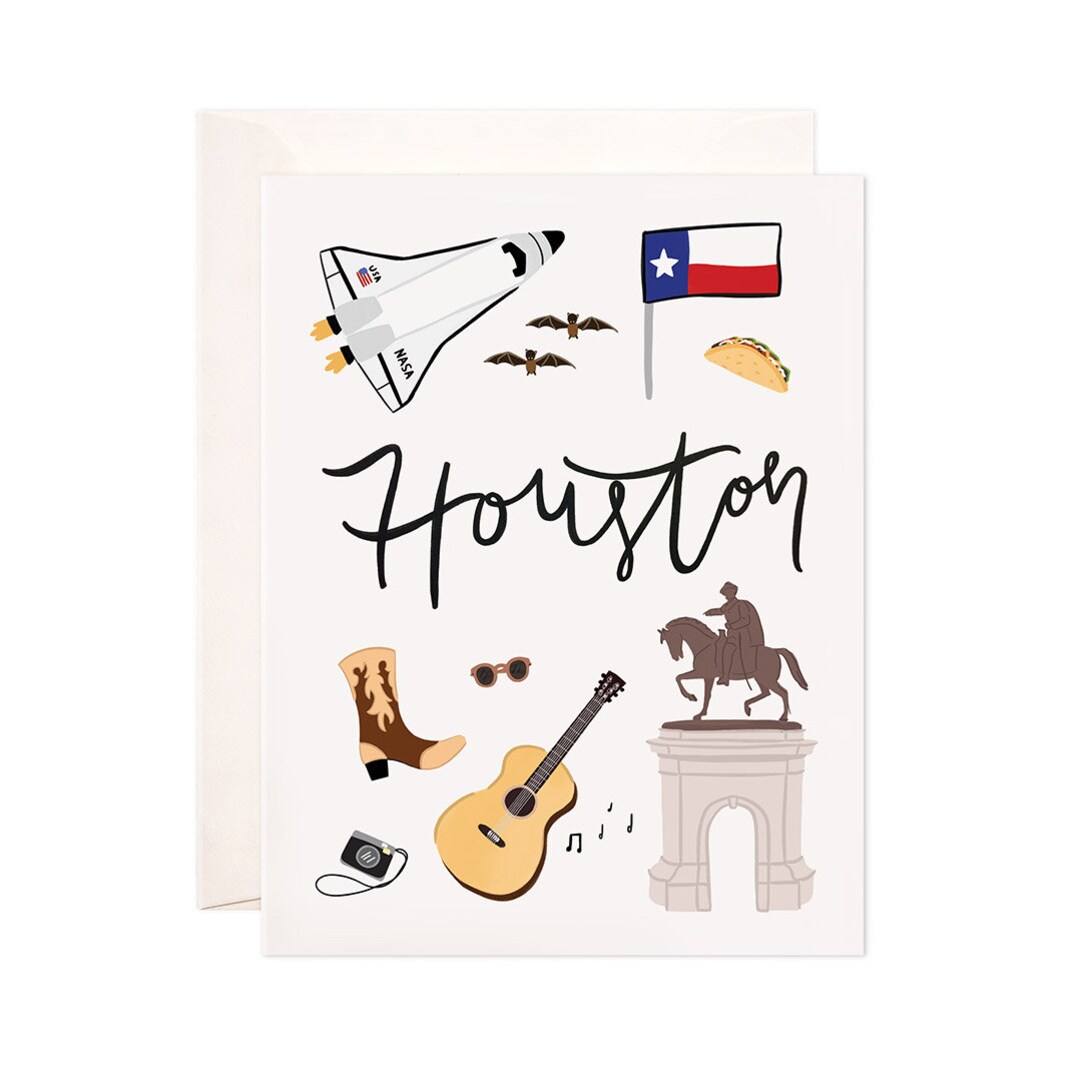 Houston Card, Illustrated Houston Greeting Card, Houston Gift - Etsy