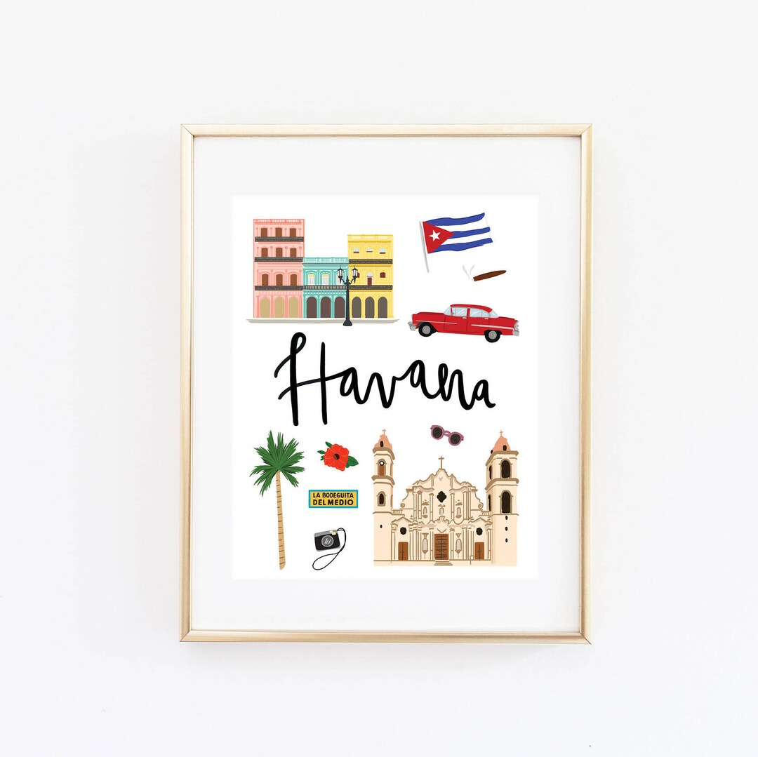 Havana Art Print, Illustrated Havana Decor, Havana Gift, Wall Art ...