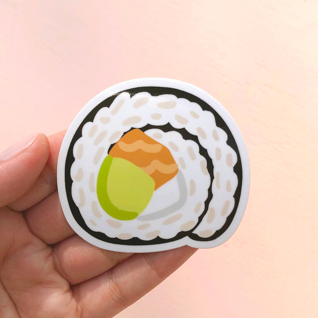 Sushi Roll Vinyl Sticker, Modern Laptop Sticker, Cute Water Bottle ...