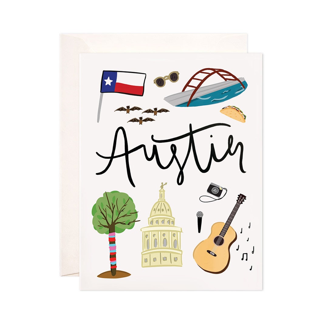 Austin Texas Greeting Card, City Greeting Card, Austin Tx Art - Etsy