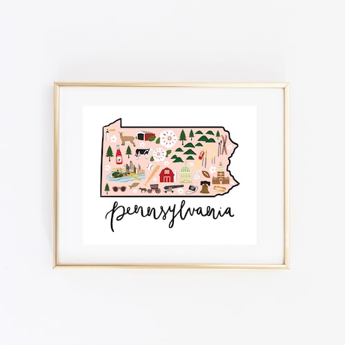Illustrated Texas Art Print Cute Texas Map Print Modern - Etsy