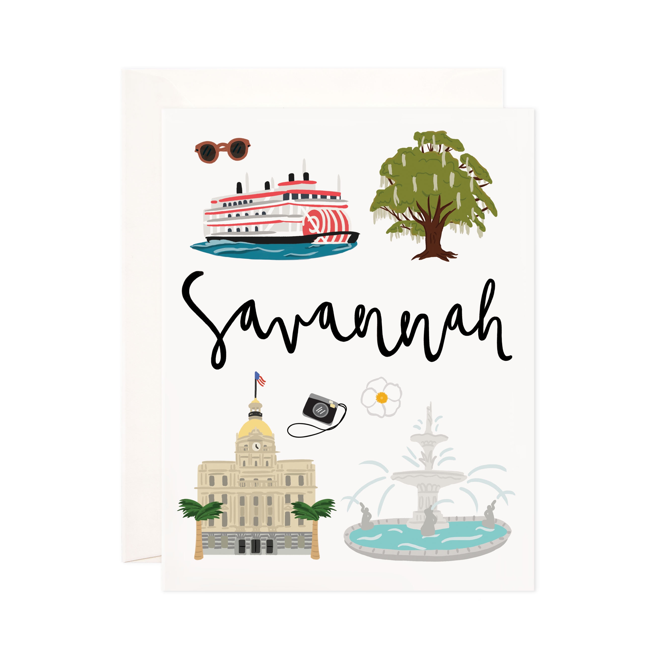 Savannah Georgia Illustrated Greeting Card - Etsy