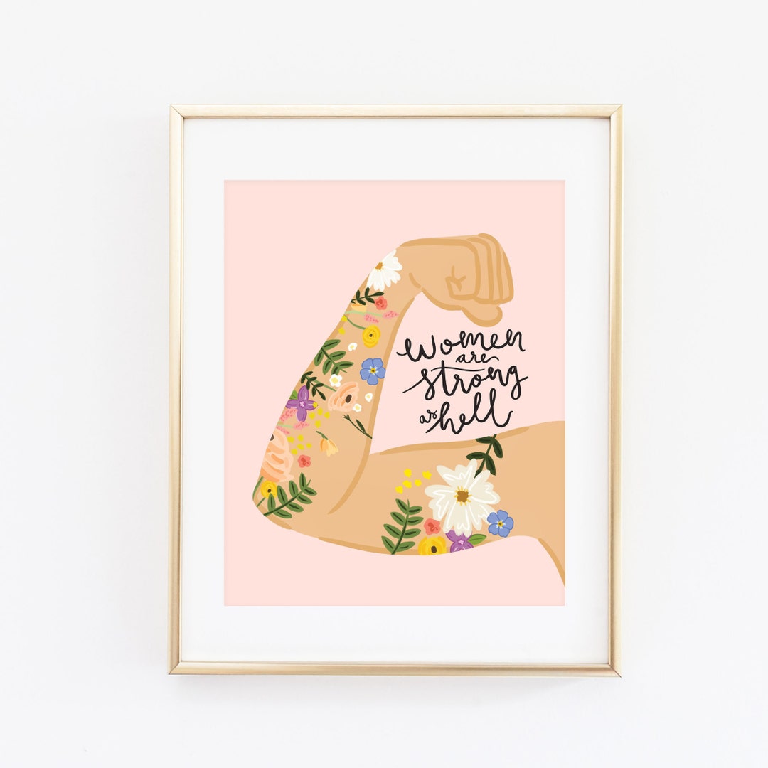 Women Art Strong as Hell #2 Art Print, Girl Power Art, Inspirational ...