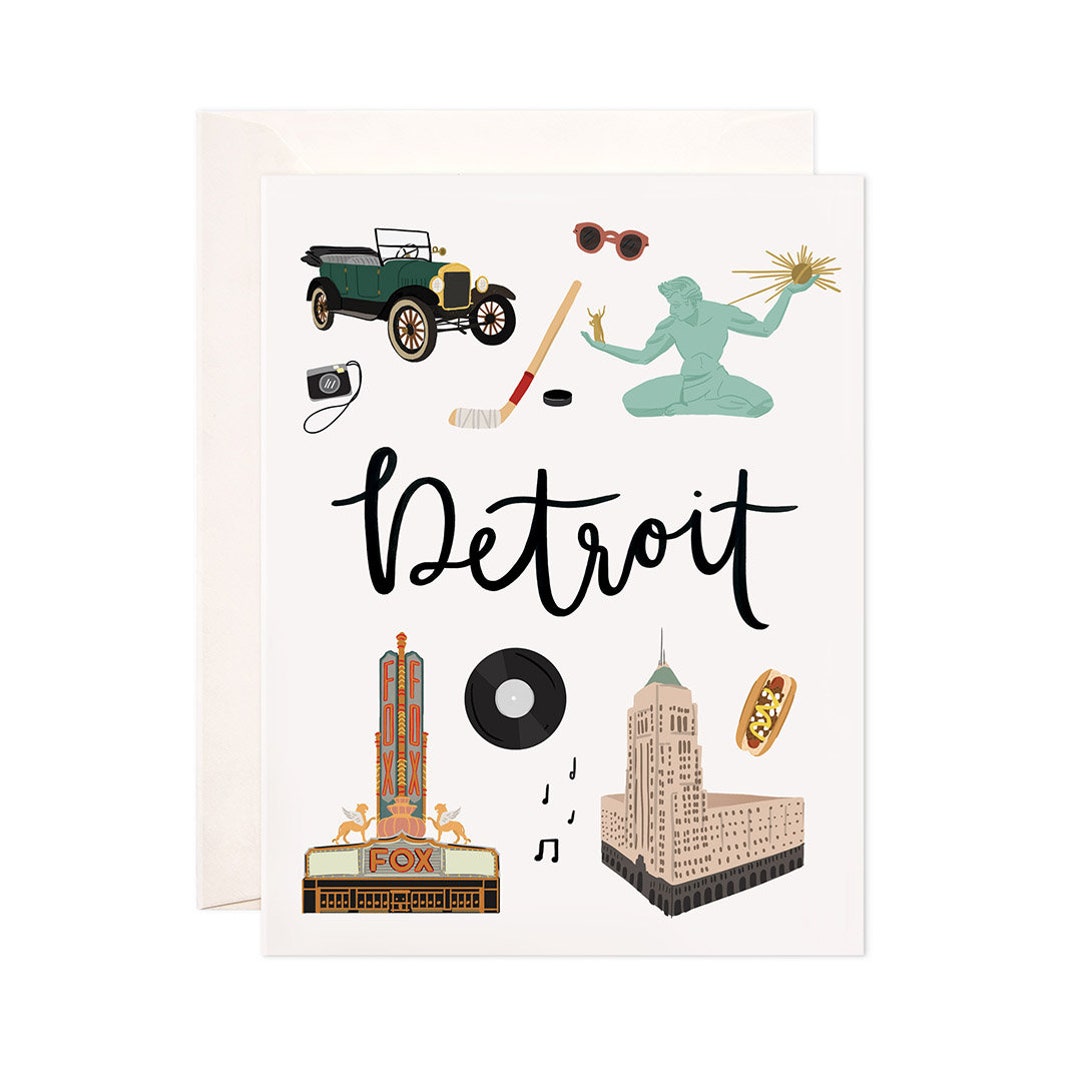 Detroit Card, Illustrated Detroit Greeting Card, Detroit Gift - Etsy