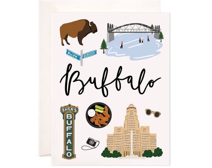 Illustrated Buffalo New York Greeting Card - Etsy