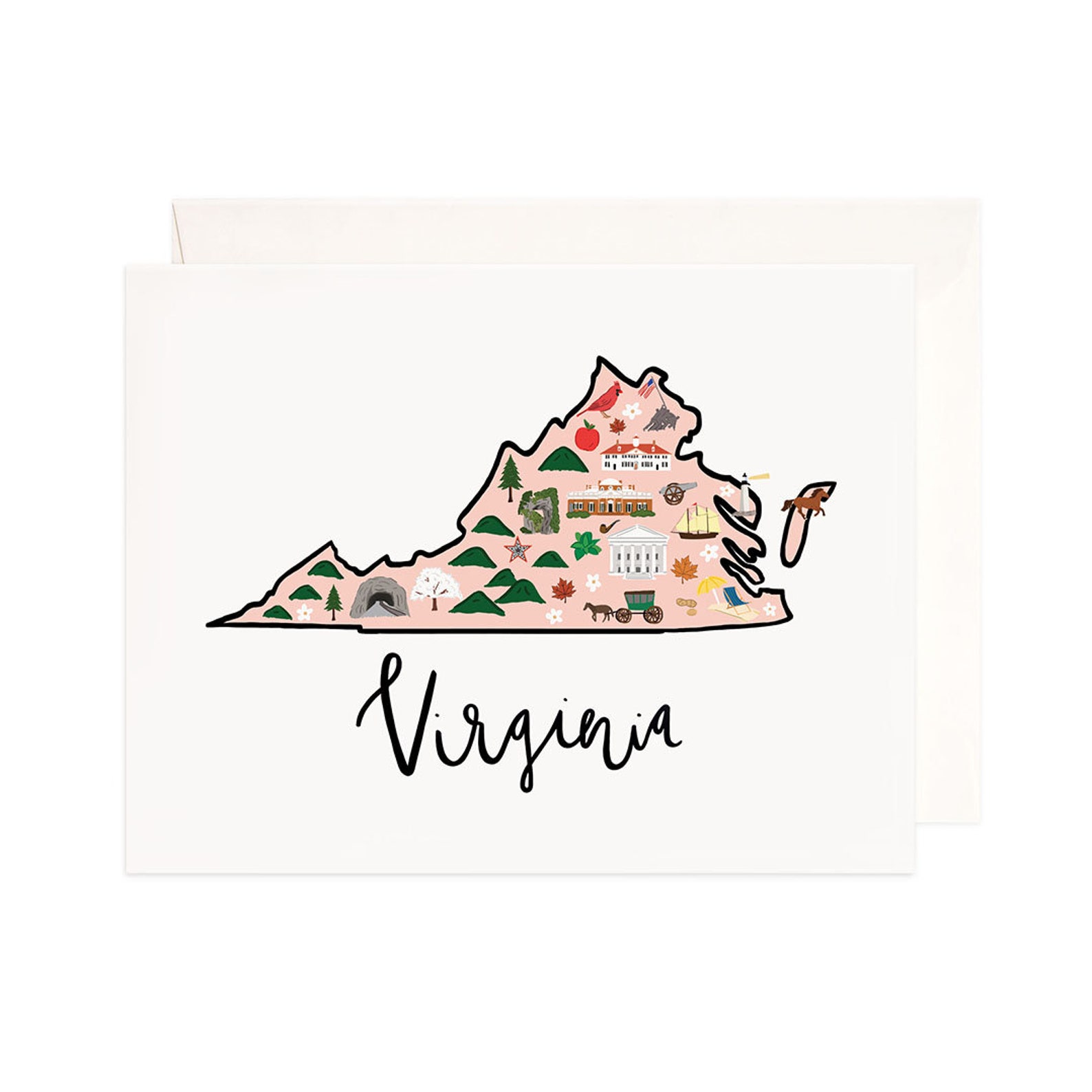 Illustrated Virginia Greeting Card - Etsy