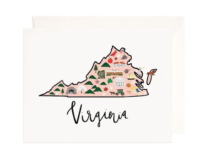 Illustrated Virginia Greeting Card - Etsy