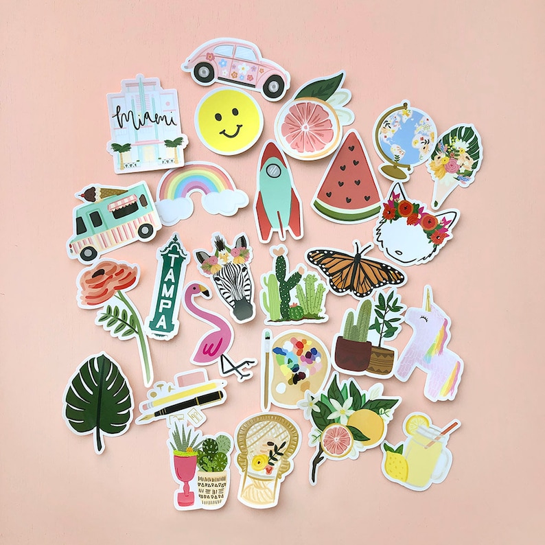 Vinyl Sticker Pack Bundle, Modern Laptop Sticker, Cute Water Bottle ...