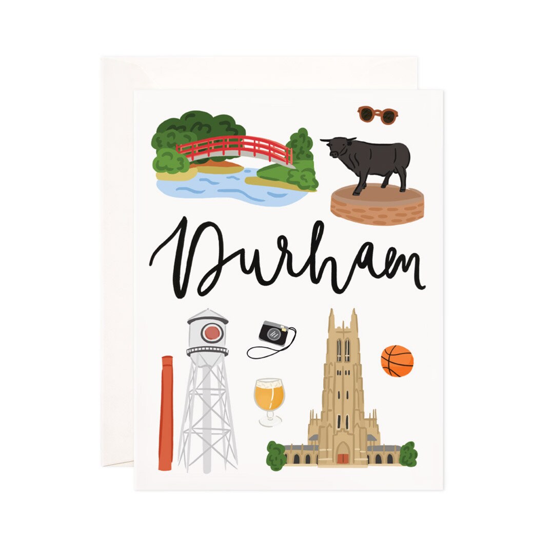 Durham Card, Illustrated Durham Greeting Card, Durham, NC Gift - Etsy ...