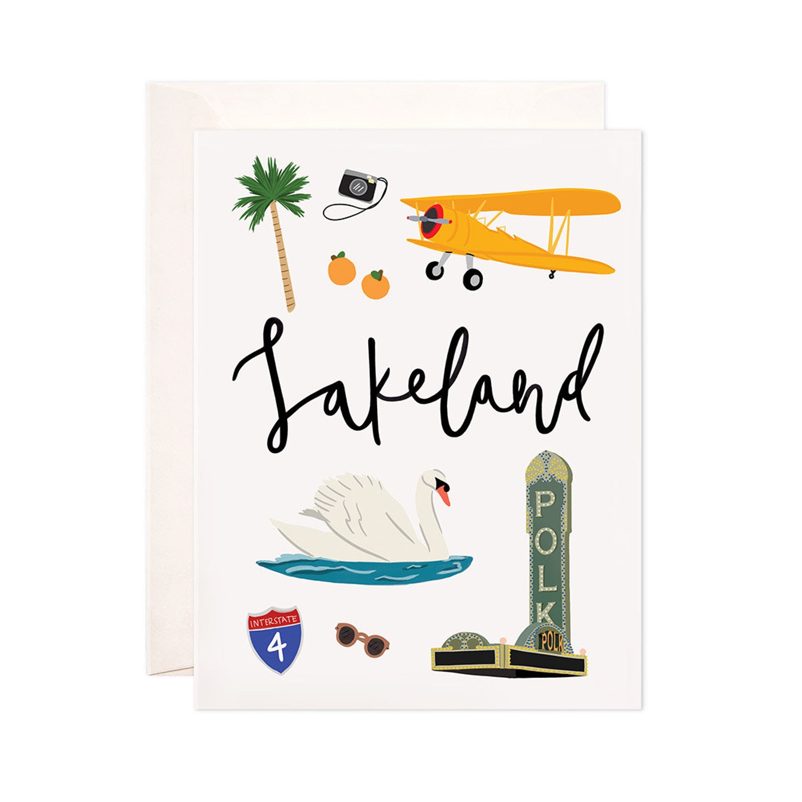 Lakeland Florida Card, Illustrated Lakeland Greeting Card, Lakeland ...