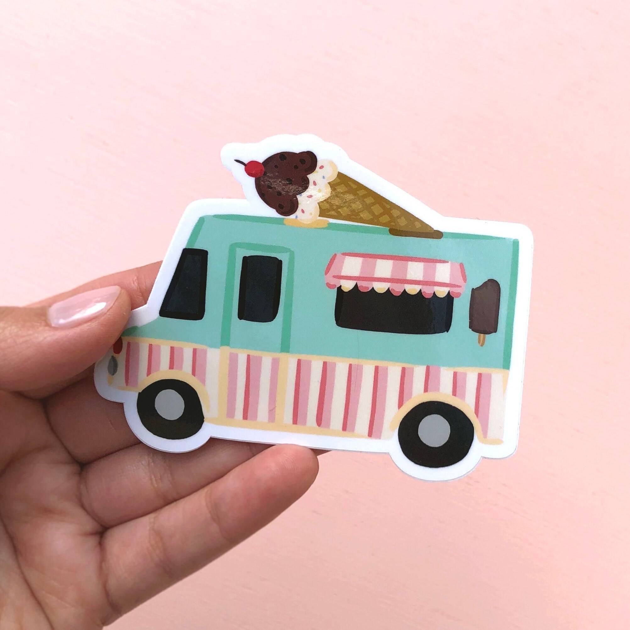 Ice Cream Truck Vinyl Sticker Modern Laptop Sticker Cute - Etsy