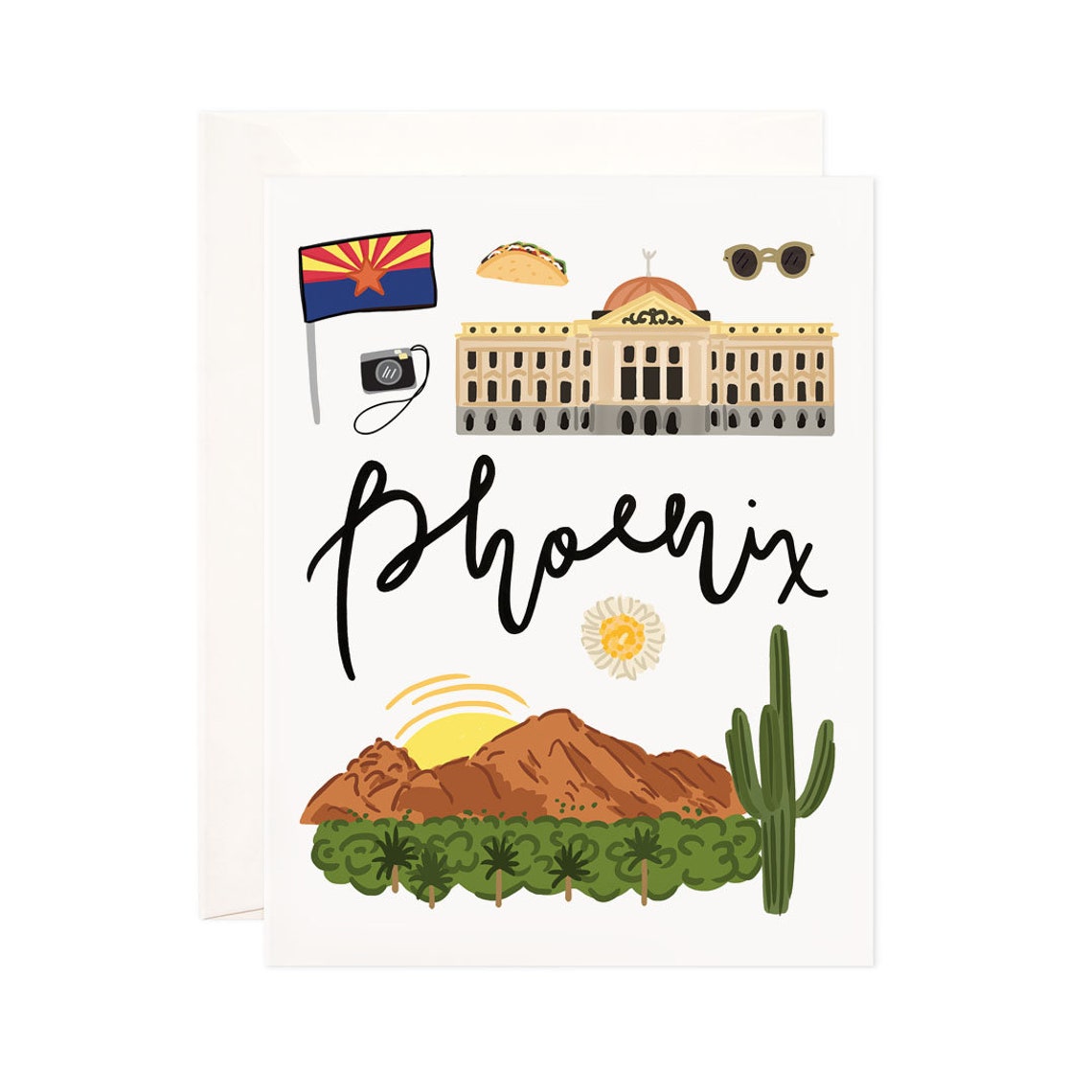 Phoenix Card, Illustrated Phoenix Greeting Card, Phoenix, AZ Gift - Etsy