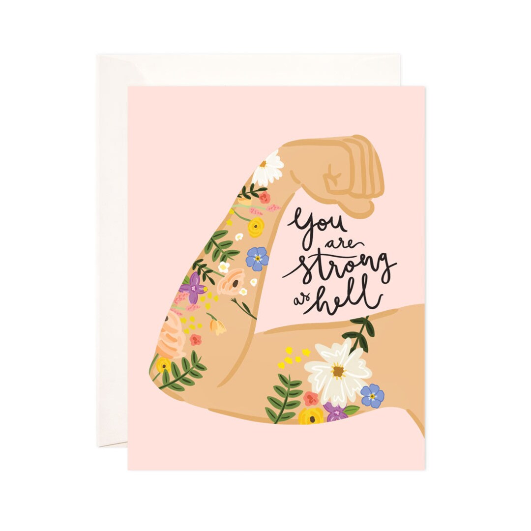 You Are Strong as Hell Greeting Card: Handmade Encouragement Card, Cute ...