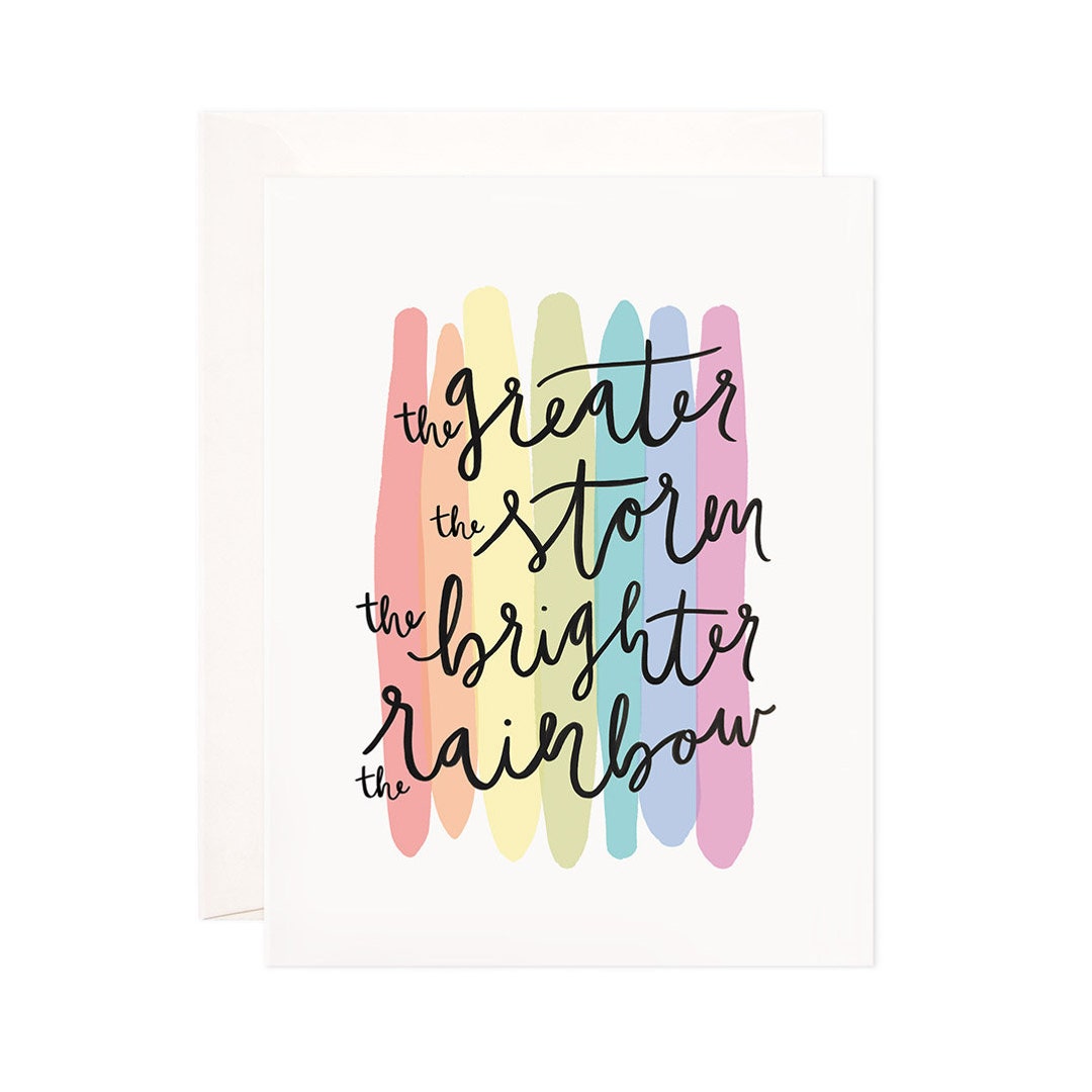 The Greater the Storm the Brighter the Rainbow Greeting Card, Handmade ...