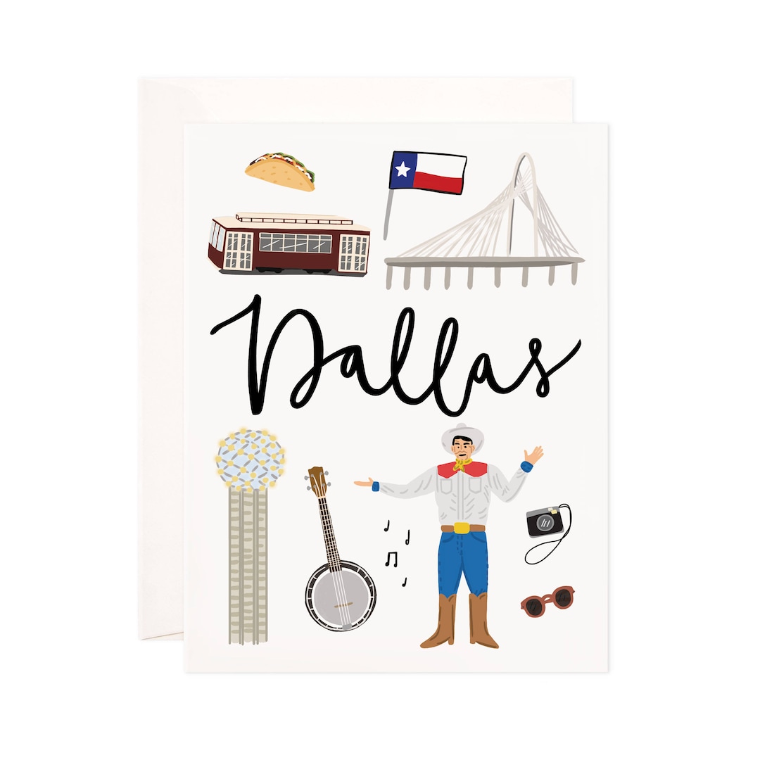 Illustrated Dallas Texas Greeting Card - Etsy