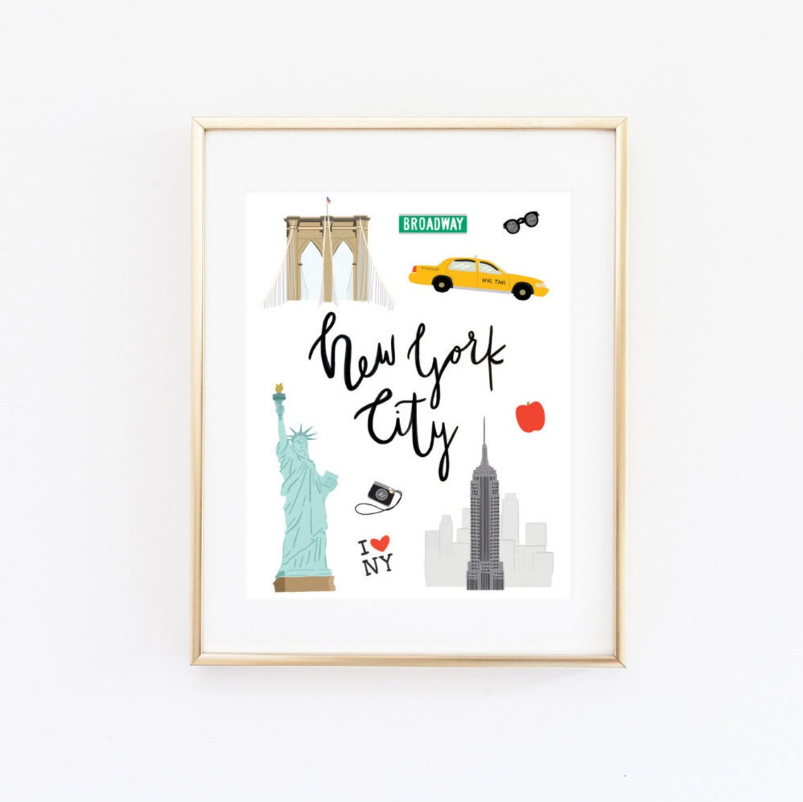 Illustrated New York City Art Print, Cute NYC Map, Modern New York City ...