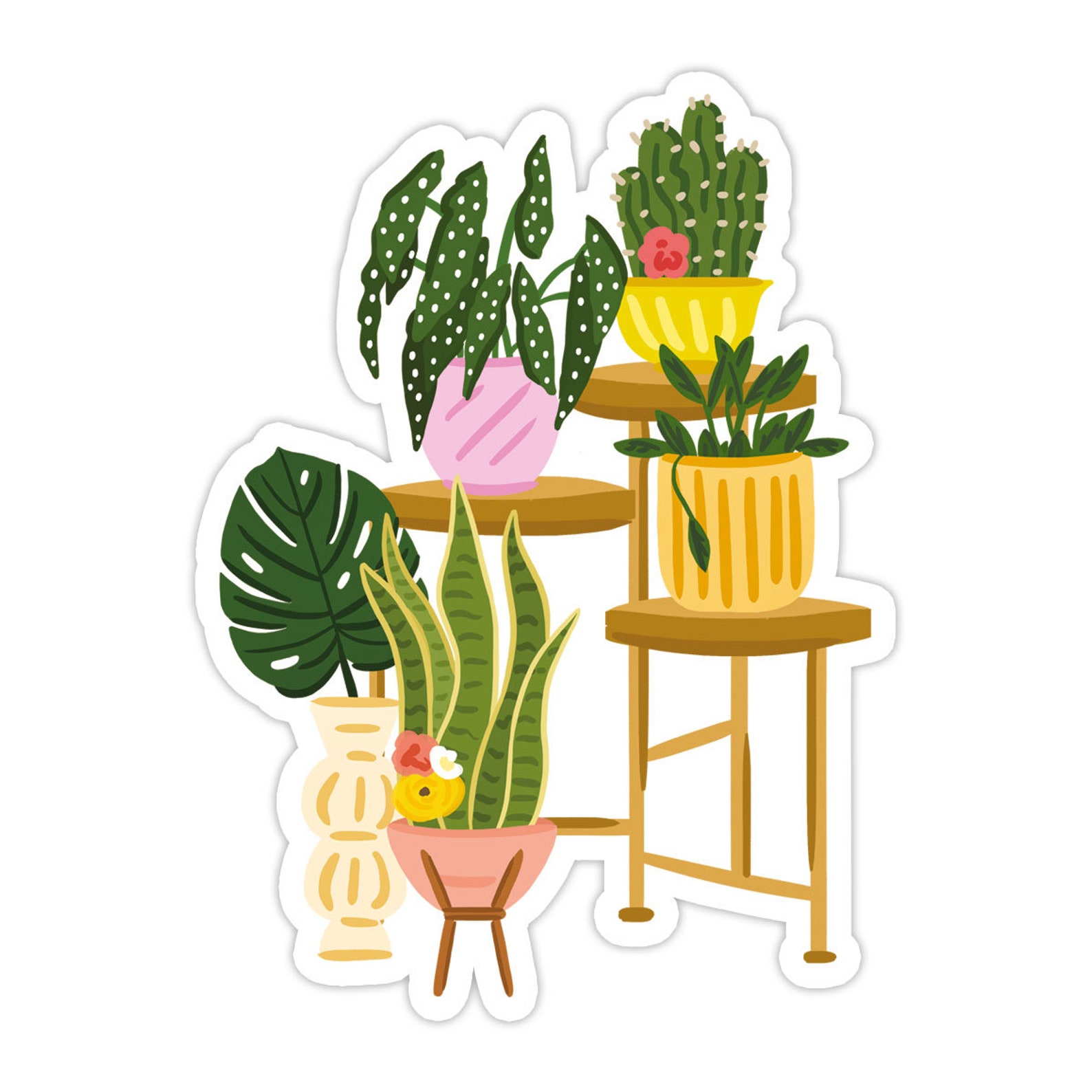 Plant Stand Vinyl Sticker, Modern Laptop Sticker, Cute Water Bottle ...