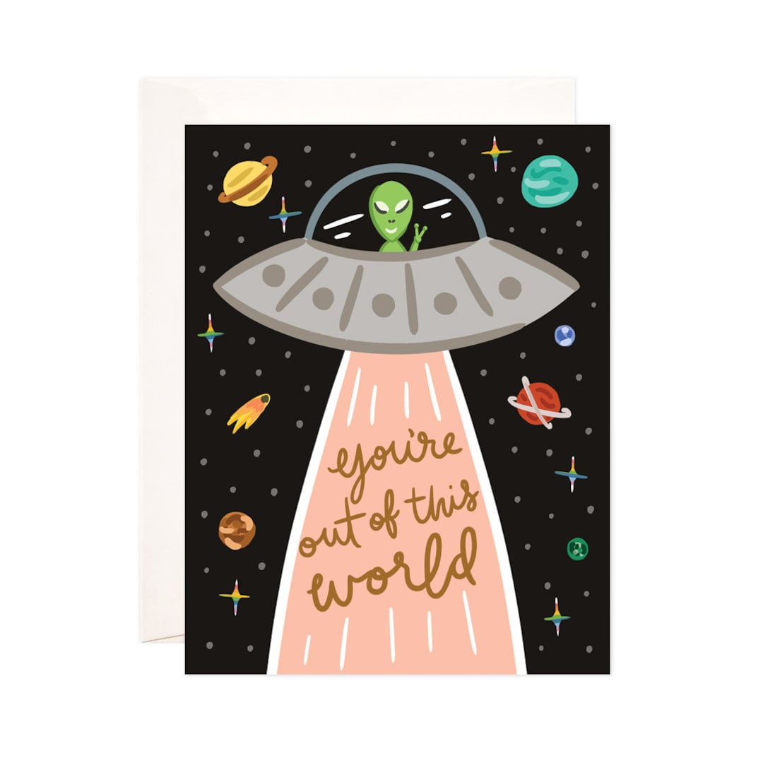 You're Out of This World Greeting Card, Handmade Love & Friendship Card ...