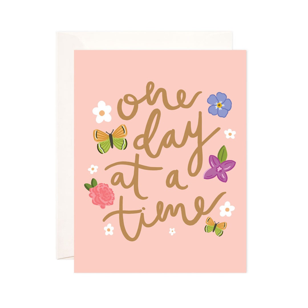 One Day at A Time Greeting Card: Handmade Encouragement Card, Cute ...