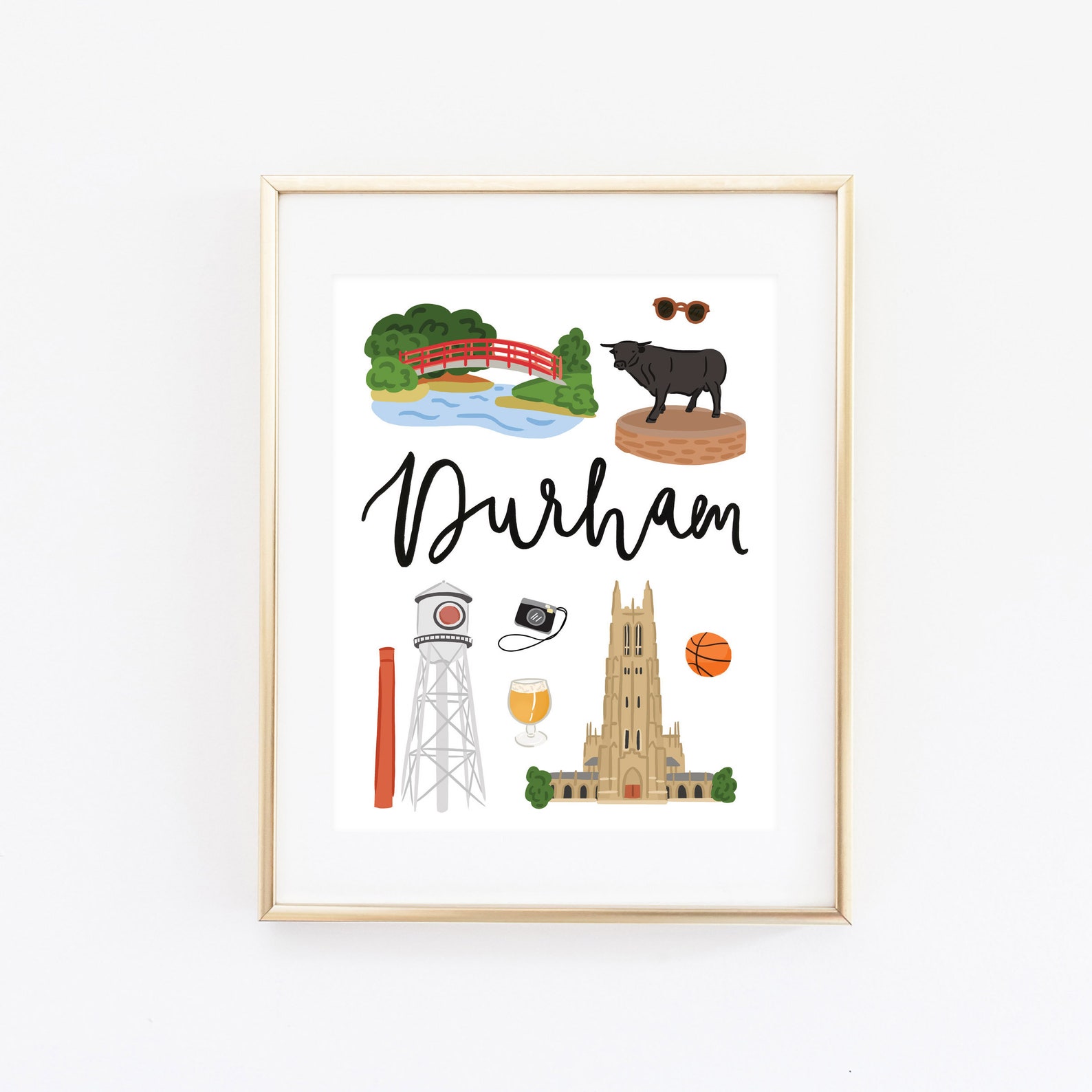 Illustrated Durham North Carolina Art Print Cute Durham Map - Etsy