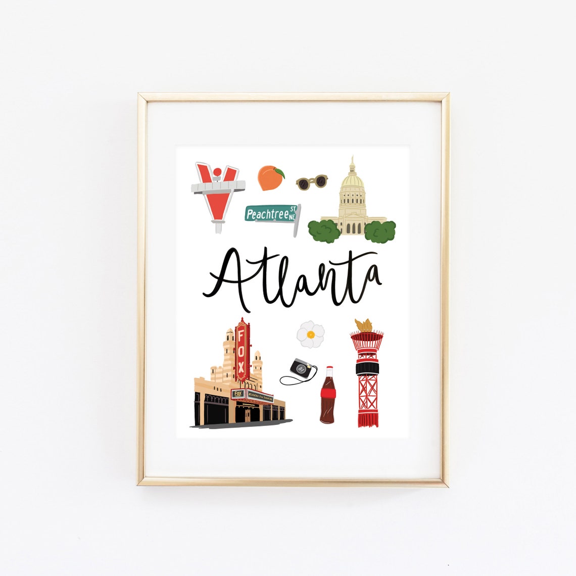 Illustrated Atlanta Georgia Art Print Cute Atlanta Map - Etsy