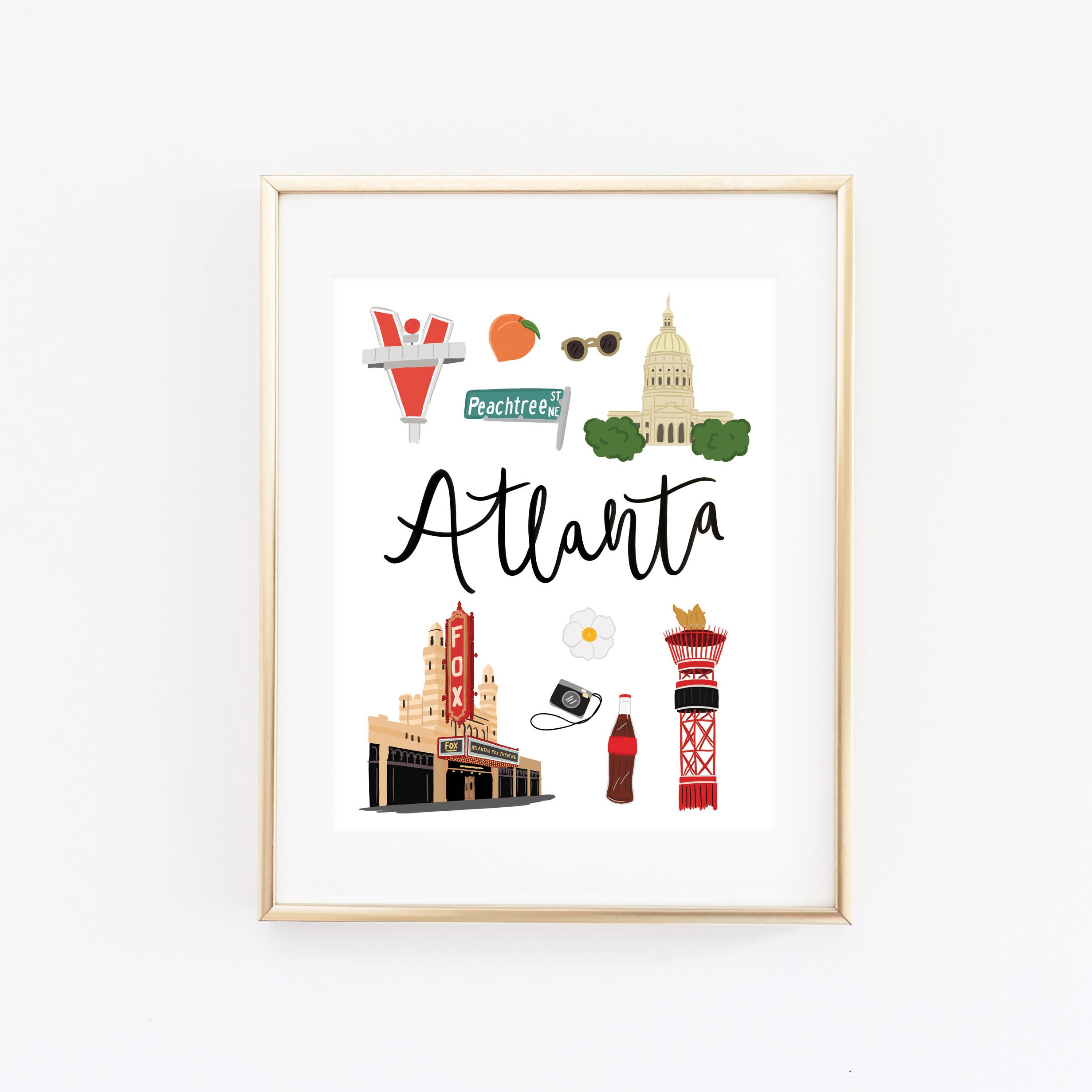 Illustrated Atlanta Georgia Art Print Cute Atlanta Map | Etsy