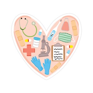 Medical Love Vinyl Sticker, Modern Laptop Sticker, Cute Water Bottle ...