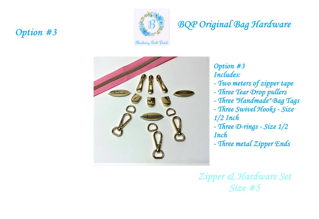 ZIPPER & HARDWARE Sets BQP Original Bag Hardware Size 5 Zipper Tape ...