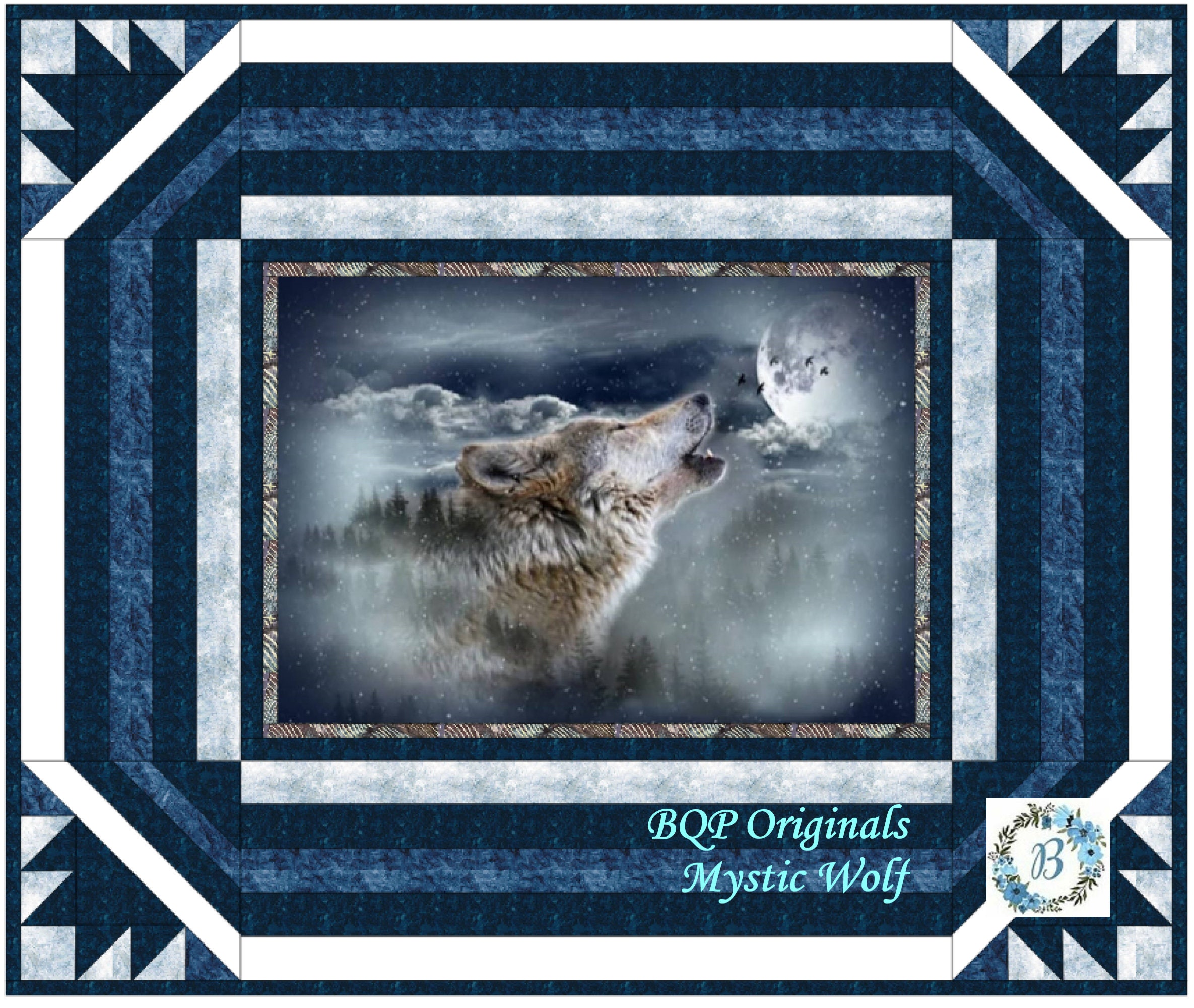 Wolf Quilt Pattern Cotton Panels