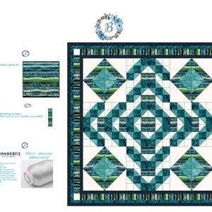 OCEAN BREEZE Escape- Quilt Top Kit Measuring 52" X 52" Exclusive BQP ...