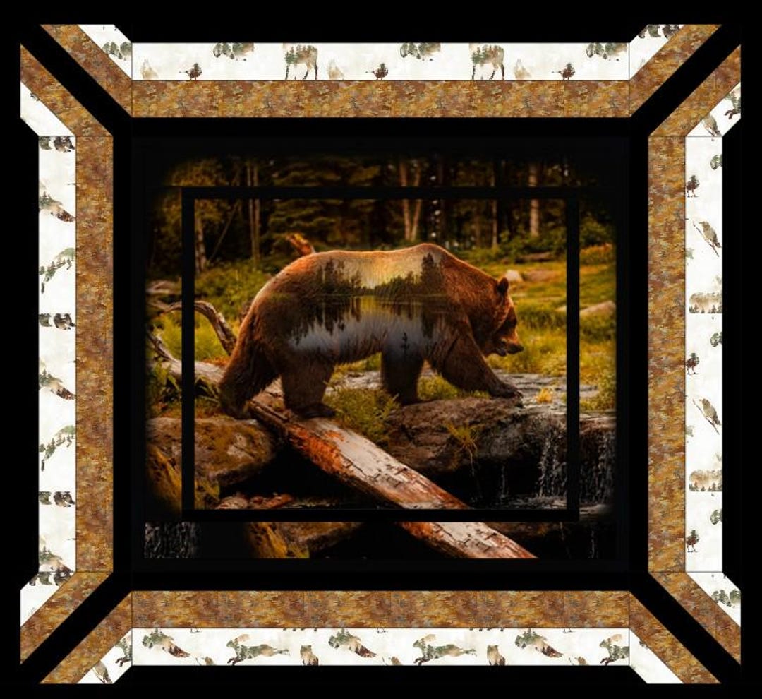 GRIZZLY SPIRIT Quilt Top Kit Call of the Wild Panel Spirituality ...