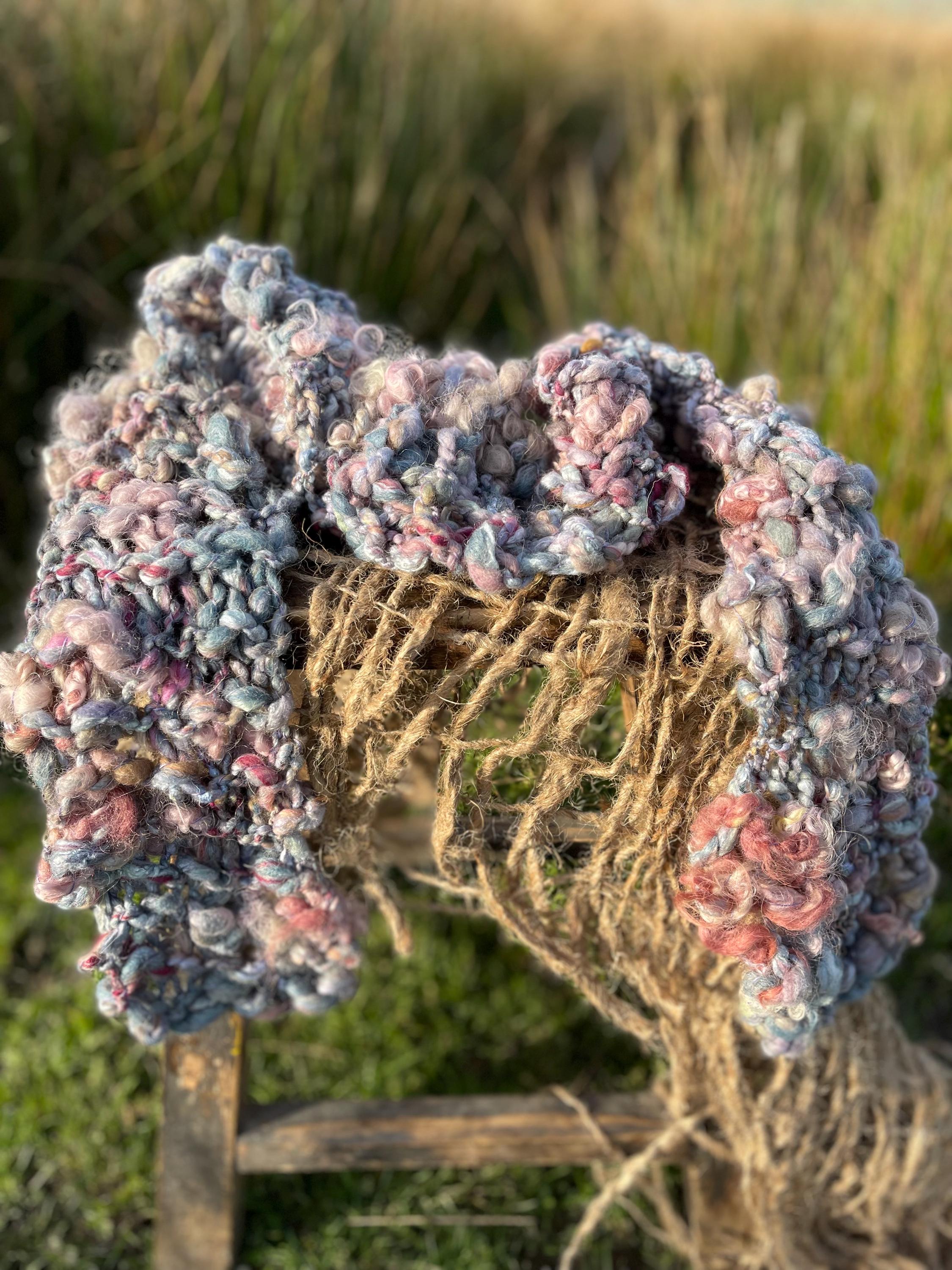 Handspun Chunky Knit Art Yarn Scarf Pansy - Etsy