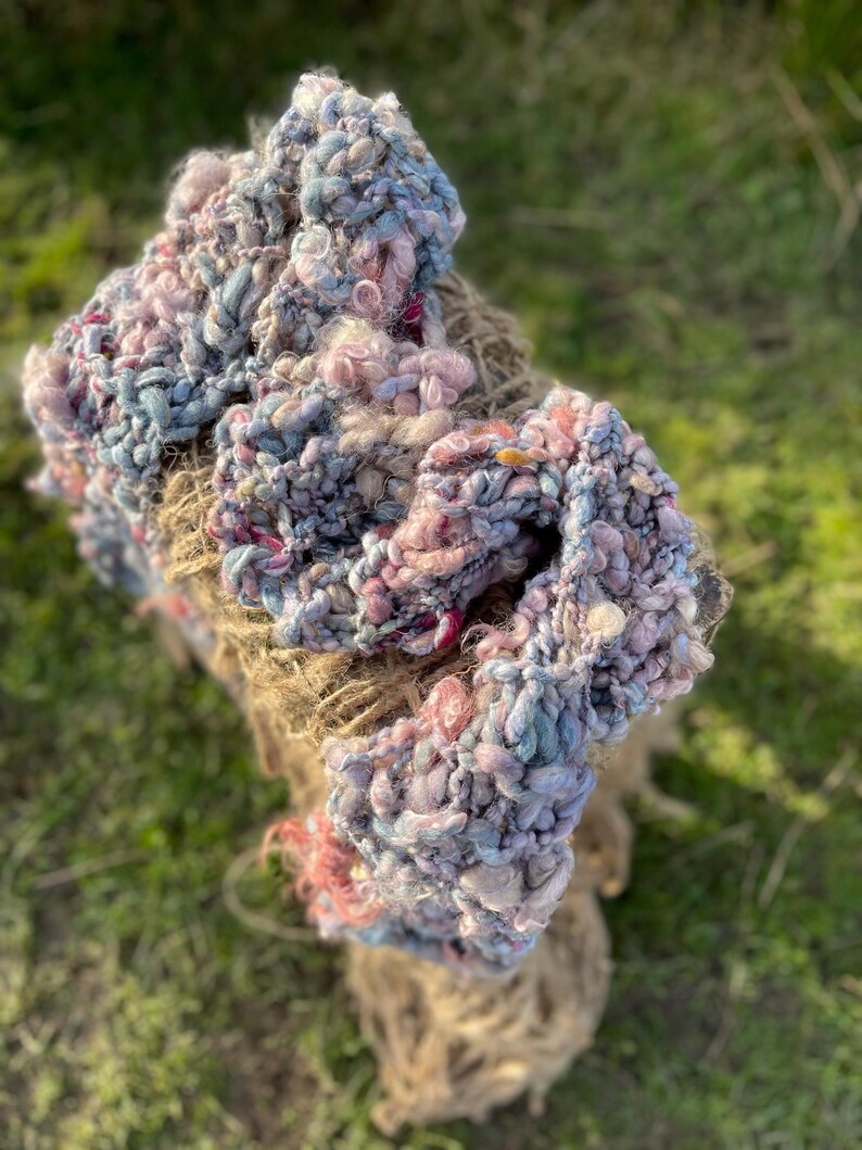 Handspun Chunky Knit Art Yarn Scarf Pansy - Etsy