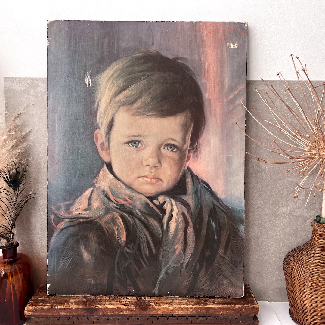 Vintage XL Bragolin Crying Boy, Giovanni Bragolin, the Gypsy Boy, 70 ...