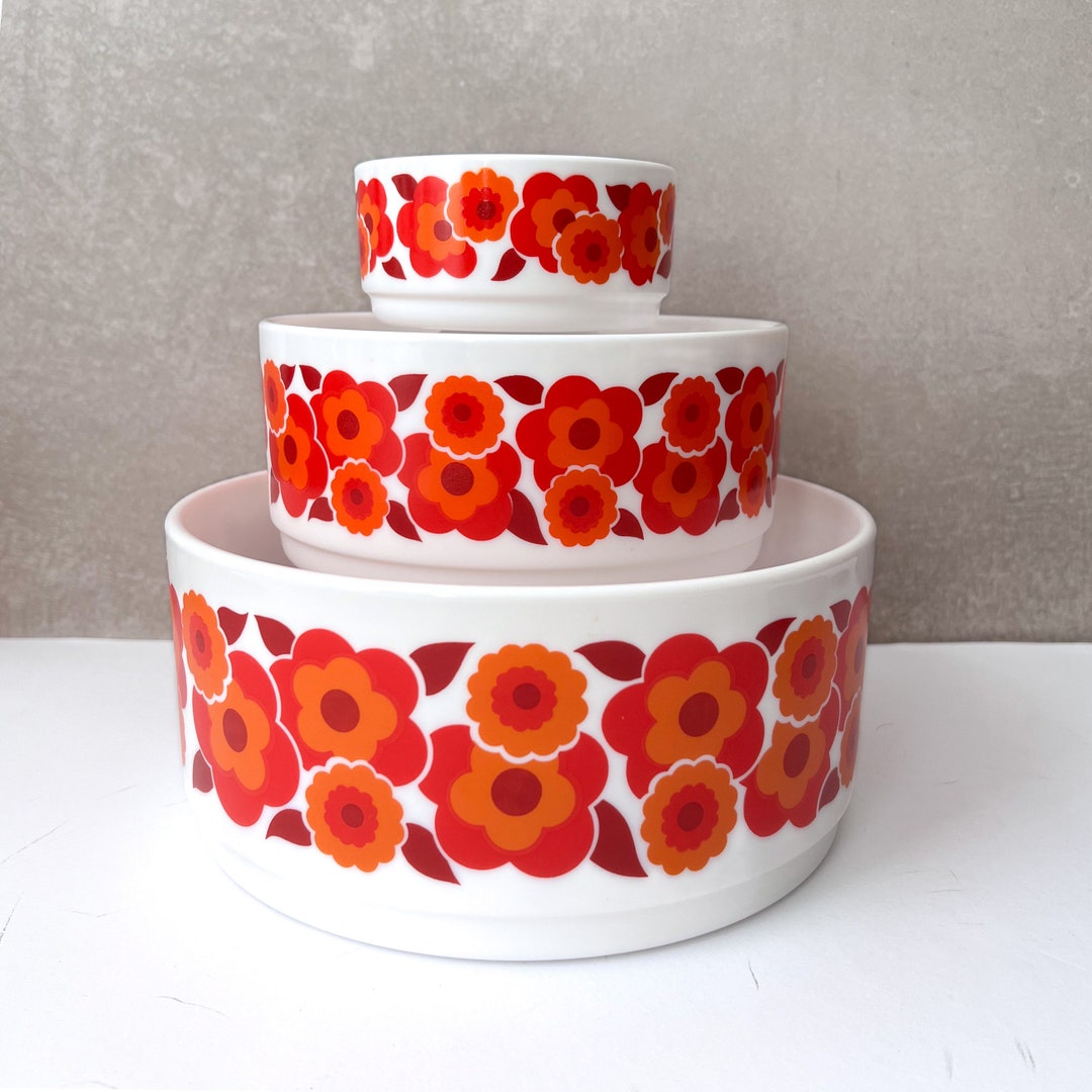 Arcopal France Lotus Serving Bowls, Vintage Pyrex Bowls, Retro Orange ...