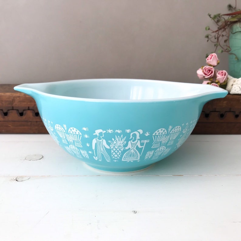 Pyrex butterprint Amish Turquoise Cinderella Bowls 442 443 | Etsy