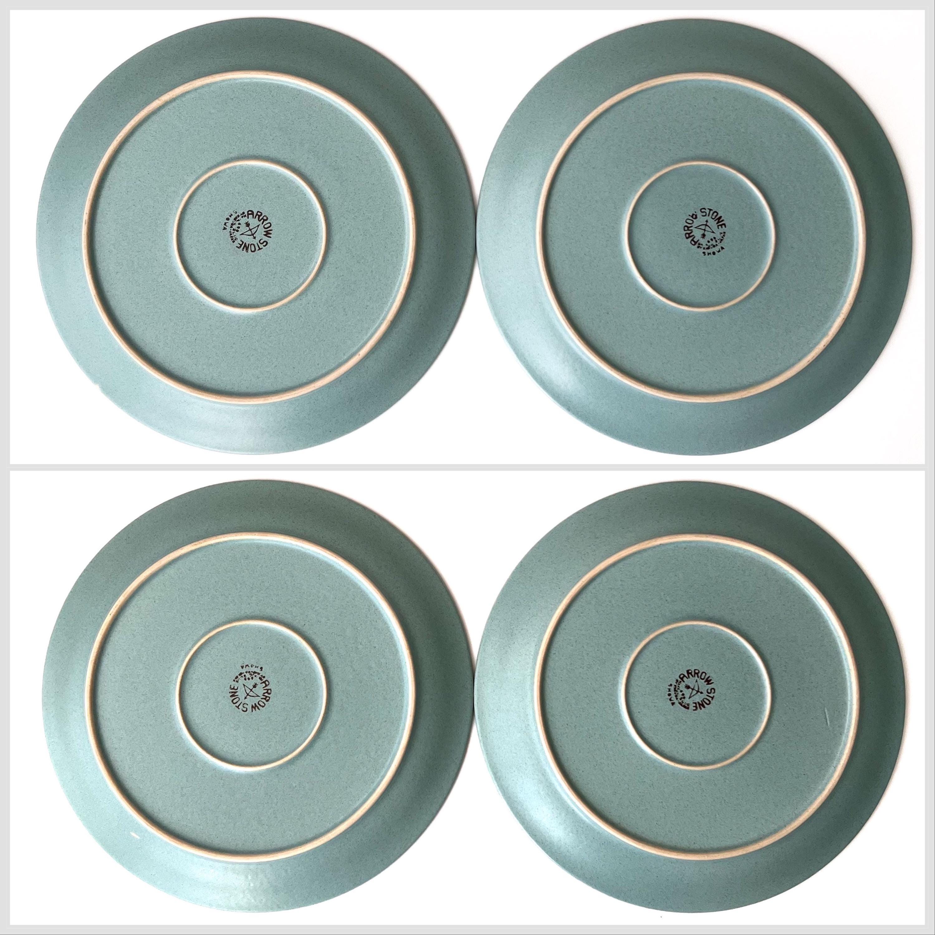 Kasuga Arrow Stone Dinner Plate, Navajo Blue, Kasuga Showa Plater, Mid ...