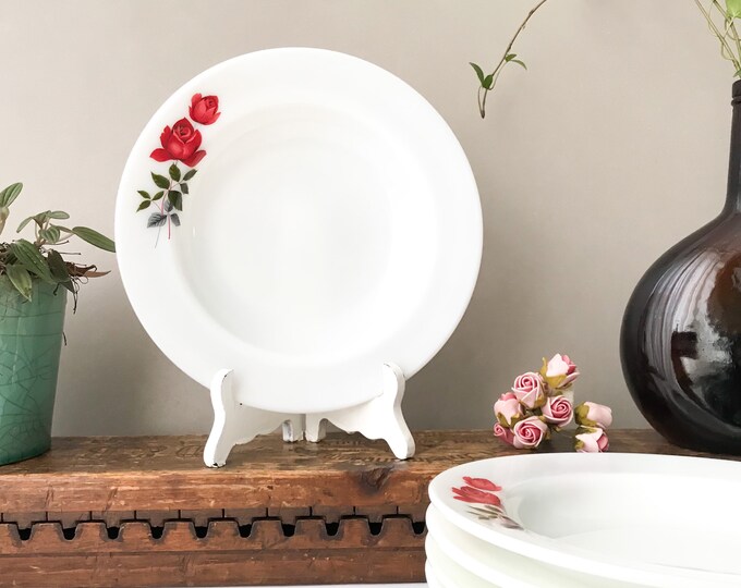 JAJ Pyrex June Rose 6 Soup Plates, Vintage Red Roses Tableware, Pyrex ...