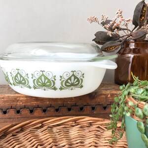 Vintage Jena Glass Lidded Casserole, Oven Dish, Green Floral , Pop Art ...