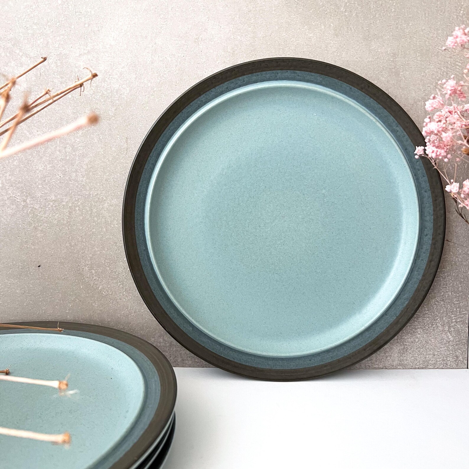 Kasuga Arrow Stone Dinner Plate, Navajo Blue, Kasuga Showa Plater, Mid ...
