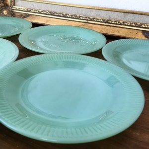 Fire King Jadeite Salad Plates, Jane Ray Dinnerware, Mint Green Bread ...