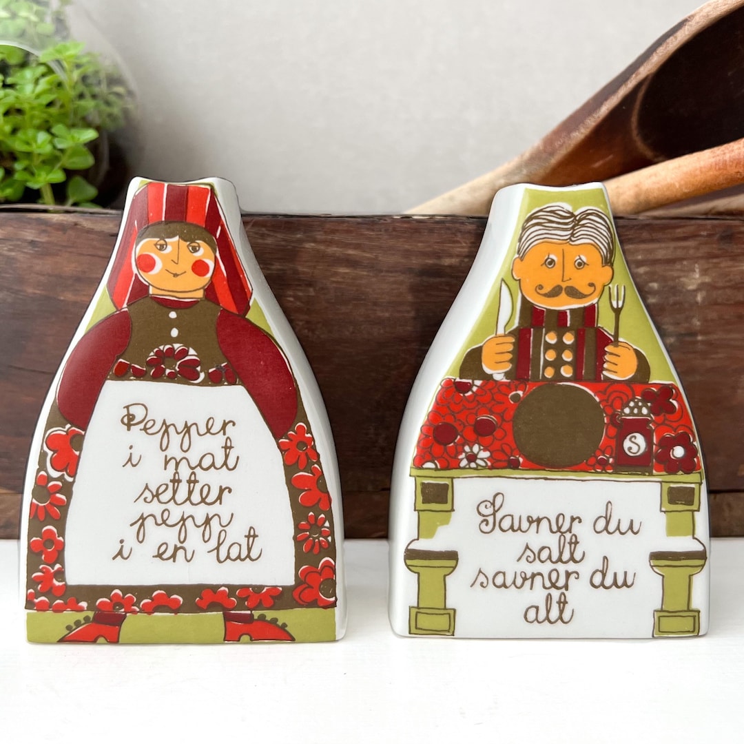 Figgjo Folklore Salt and Pepper Sakers, Vintage Figgjo Flint Norway ...