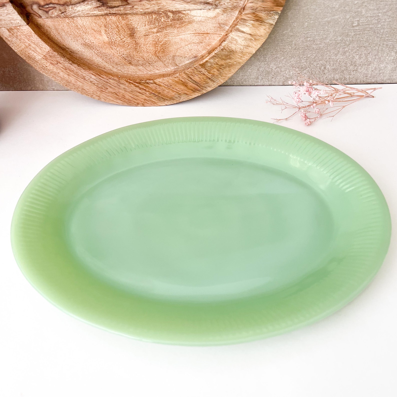 Vintage Fire King Jadeite Oval Tray, Jane Ray Dinnerware Platter, 1960s ...