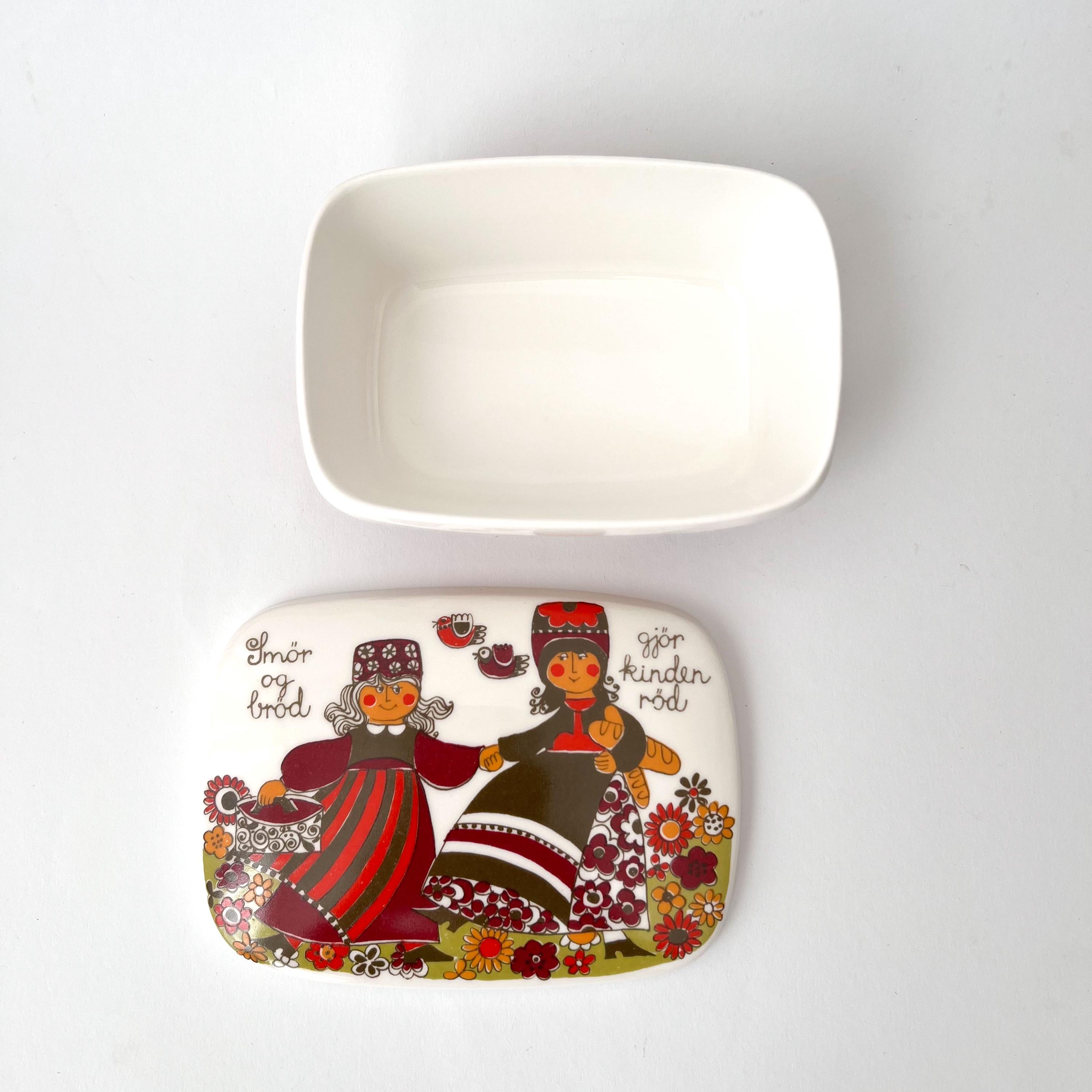 Vintage Figgjo Flint Folklore Butter Dish, Scandinavian 60s Tableware ...