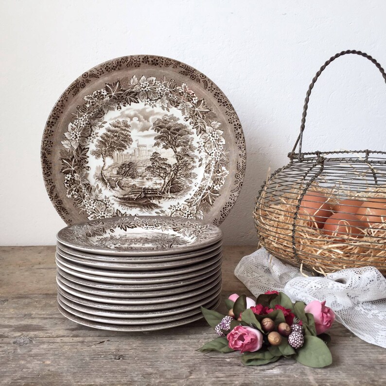 Memory Lane Red English Ironstone Plates Red Transferware - Etsy