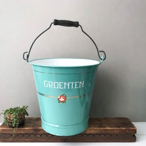 Rare Vintage Turquoise Enamel Bucket Vegetable Bucket Dutch | Etsy